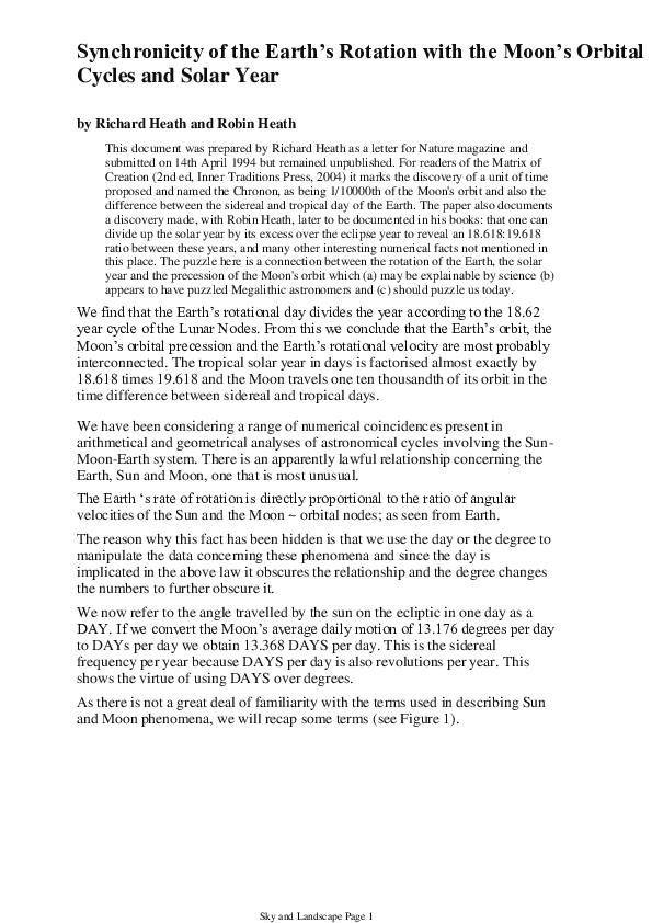 (PDF) Synchronicity of the Earth's Rotation with the Moons Orbital ...