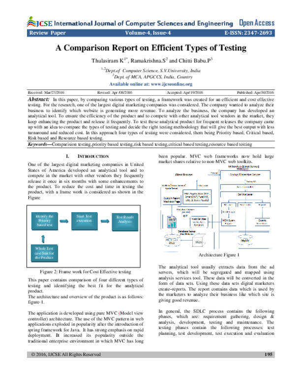 (PDF) A Comparison Report on Efficient Types of Testing