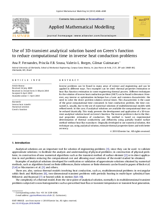 Pdf Use Of 3d Transient Analytical Solution Based On Greens Function