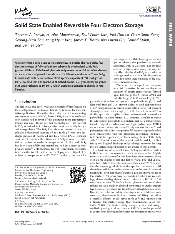 (PDF) Solid State Enabled Reversible Four Electron Storage