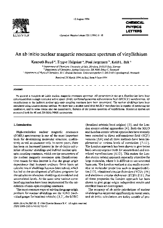 (PDF) An ab initio nuclear magnetic resonance spectrum of vinyllithium