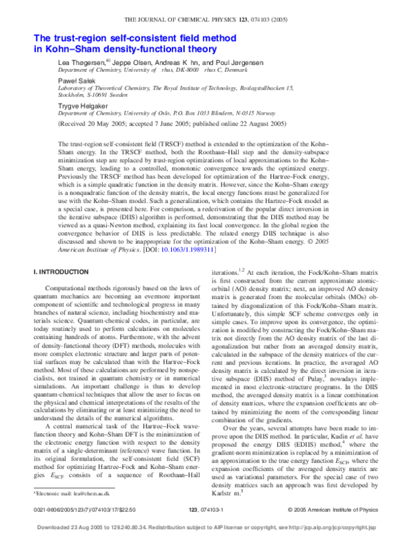 Pdf Trust Region Self Consistent Field For Kohn Sham