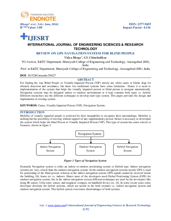 (PDF) REVIEW ON GPS NAVIGATION SYSTEM FOR BLIND PEOPLE
