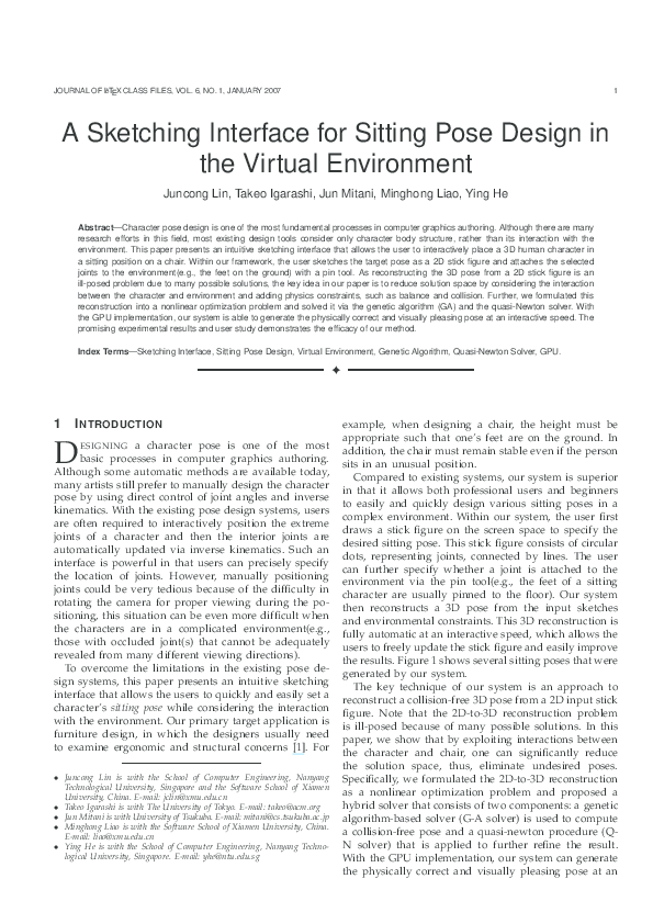 (PDF) A Sketching Interface for Sitting Pose Design in the Virtual Environment | Jun Mitani ...