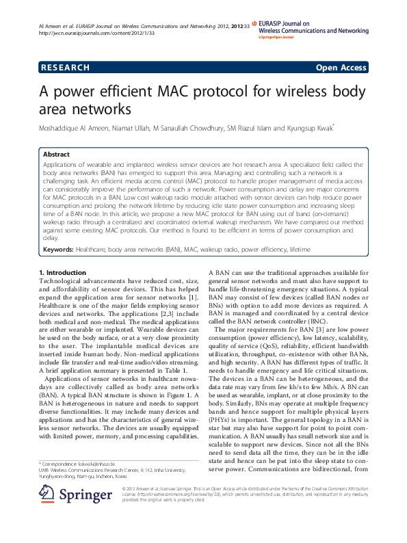 (PDF) A power efficient MAC protocol for wireless body area networks