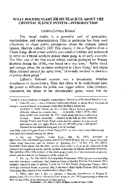 (PDF) What Documentary Films Teach Us About the Criminal Justice System ...
