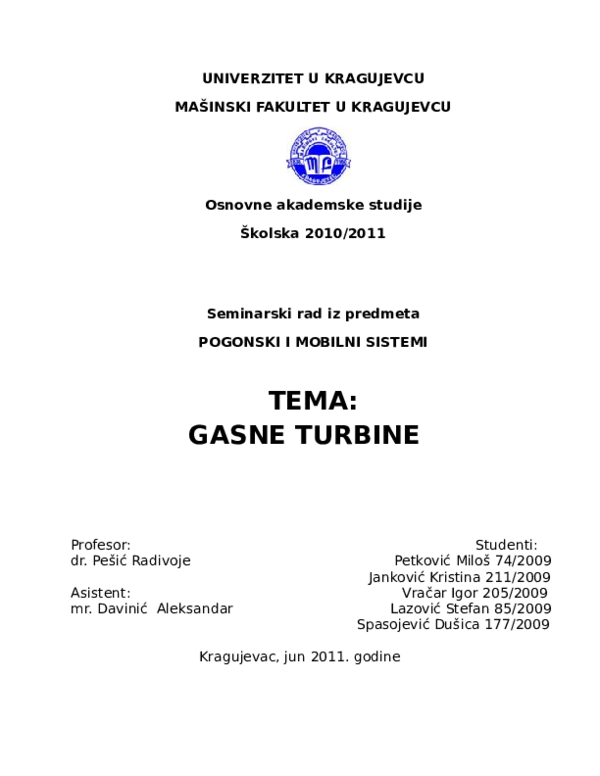 (DOC) Gasne turbine