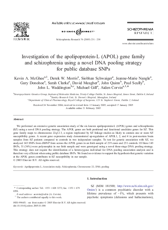 (PDF) Investigation of the apolipoprotein-L (APOL) gene family and ...