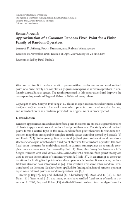 (PDF) Research Article Approximation of a Common Random Fixed Point for a Finite Family of ...