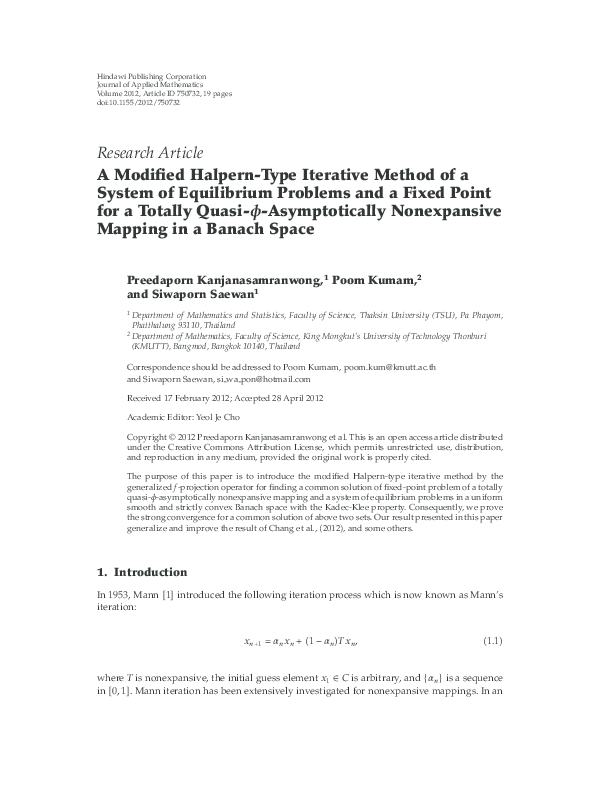(PDF) A Modified Halpern-TypeIterative Method of a System of Equilibrium Problems and a Fixed ...