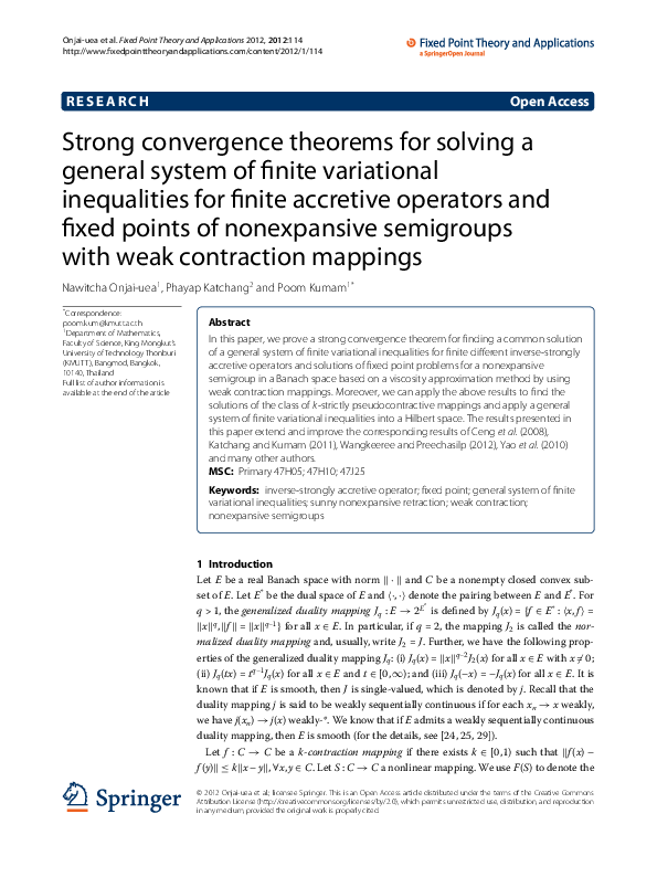 Pdf Strong Convergence Theorems For Solving A General System Of