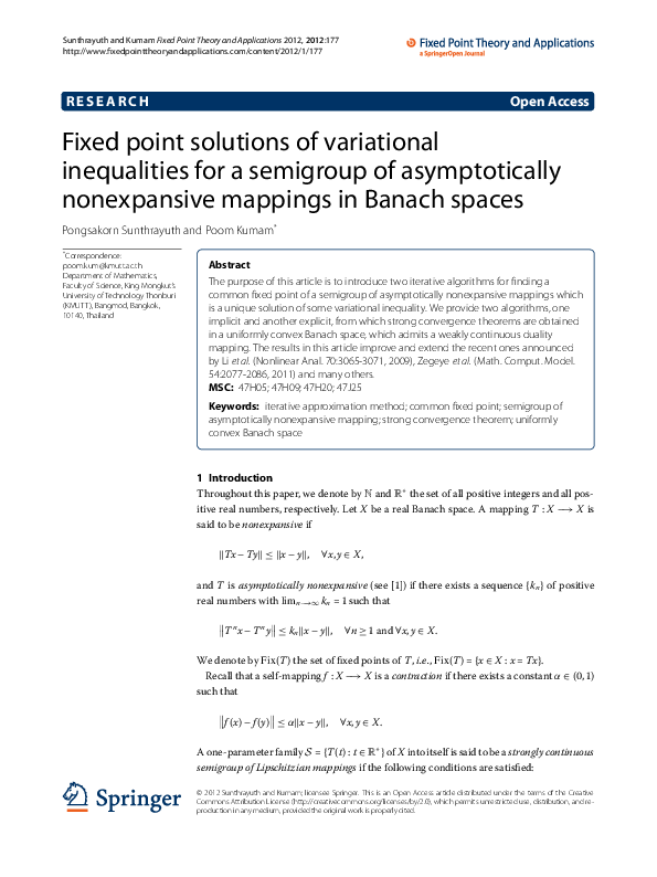 (PDF) Fixed point solutions of variational inequalities for a semigroup ...