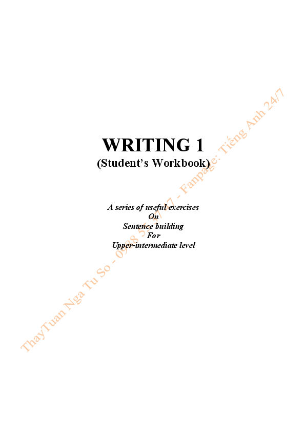 (PDF) WRITING 1 (Student's Workbook) A series of useful exercises On ...