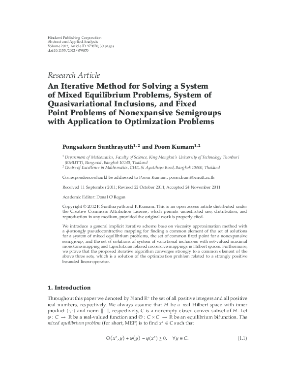 (PDF) An Iterative Method for Solving a System of Mixed Equilibrium Problems, System of ...