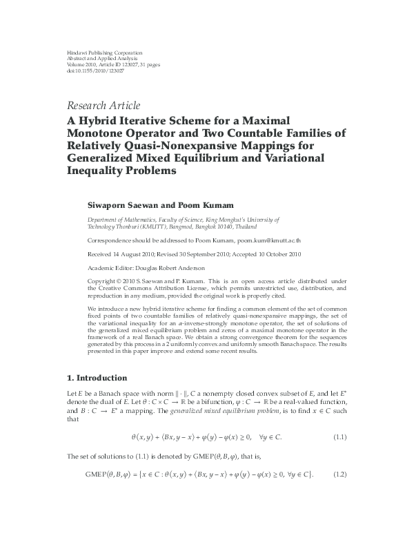 (PDF) A Hybrid Iterative Scheme for a Maximal Monotone Operator and Two Countable Families of ...