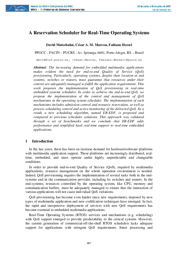 (PDF) A Reservation Scheduler for Real-Time Operating Systems
