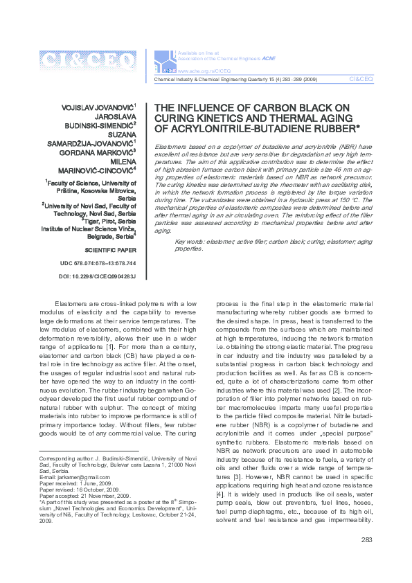 (PDF) The influence of carbon black on curing kinetics and thermal ...