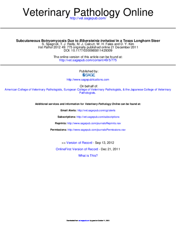 (PDF) Subcutaneous Botryomycosis Due to Bibersteinia trehalosi in a ...