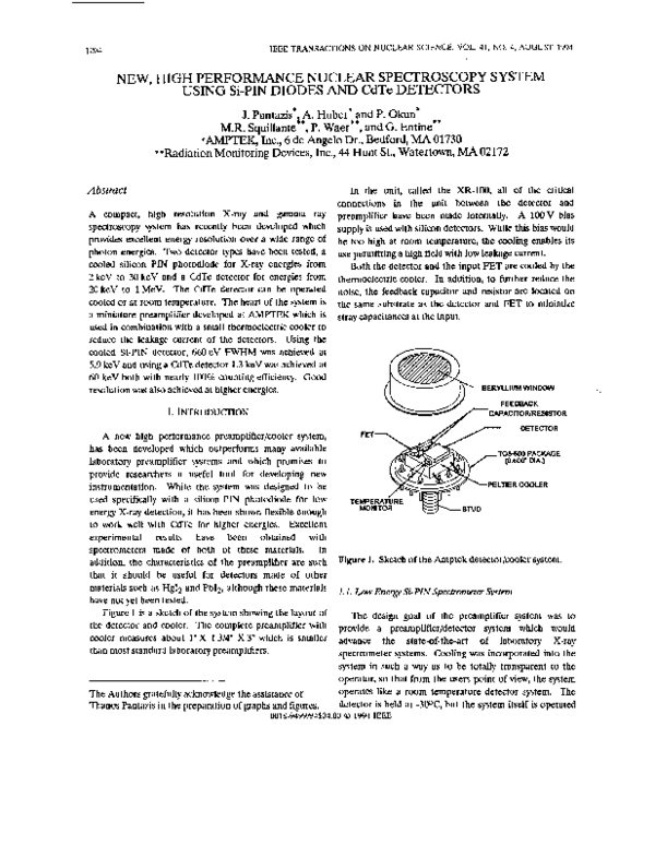 Pdf New High Performance Nuclear Spectroscopy System Using Si Pin Diodes And Cdte Detectors