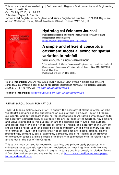 (PDF) A simple and efficient conceptual catchment model allowing for ...