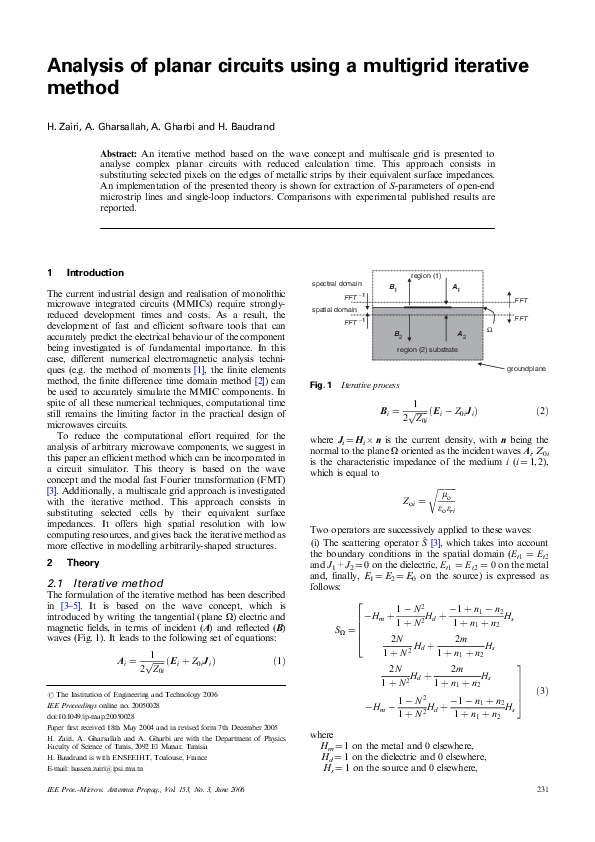 Pdf Analysis Of Planar Circuits Using A Multigrid Iterative Method