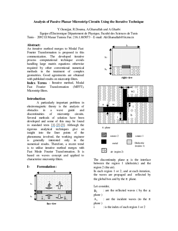 Pdf Analysis Of Planar Microstrip Circuits Using Iterative Technique
