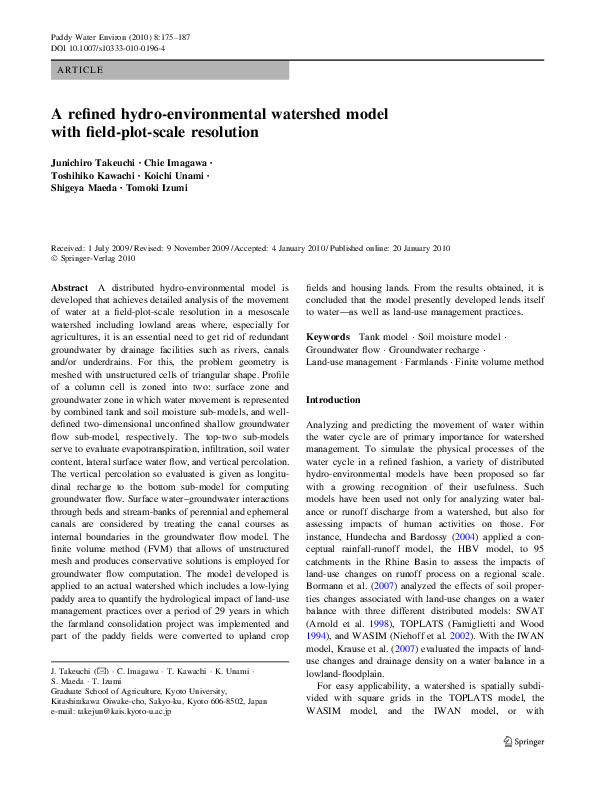 (PDF) A refined hydro-environmental watershed model with field-plot ...