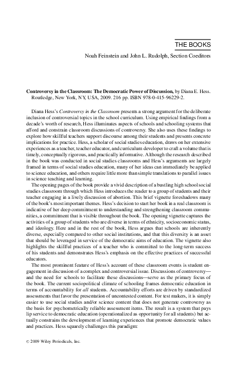 (PDF) Controversy in the classroom: The democratic power of discussion