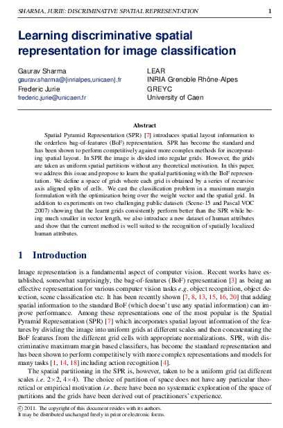 Pdf Learning Discriminative Spatial Representation For Image