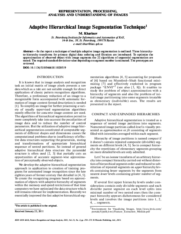 Pdf Adaptive Hierarchical Image Segmentation Technique