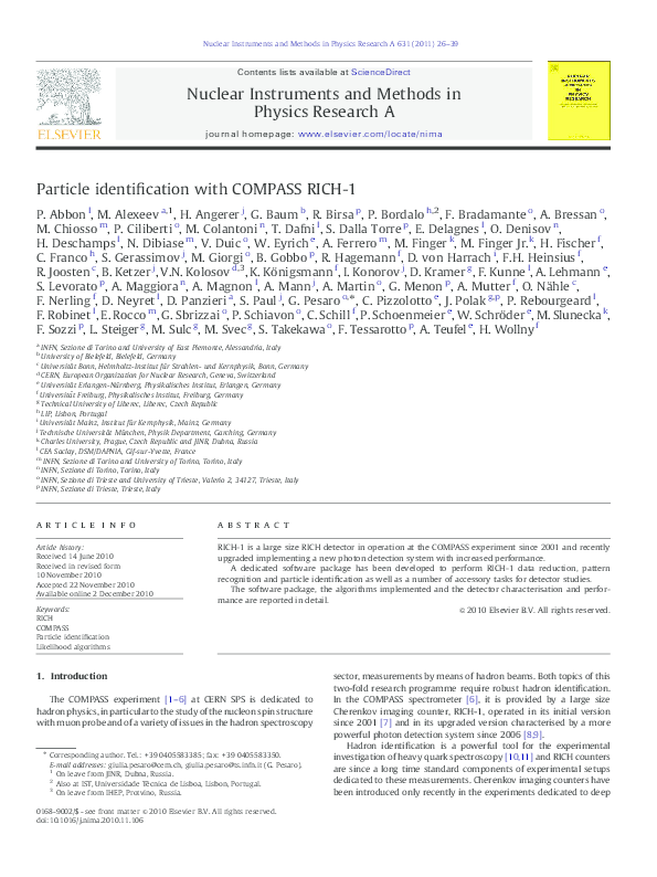 (PDF) Particle identification with COMPASS RICH-1