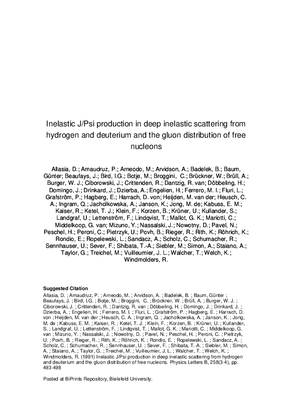 (PDF) Inelastic production in deep inelastic scattering from hydrogen and deuterium and the ...