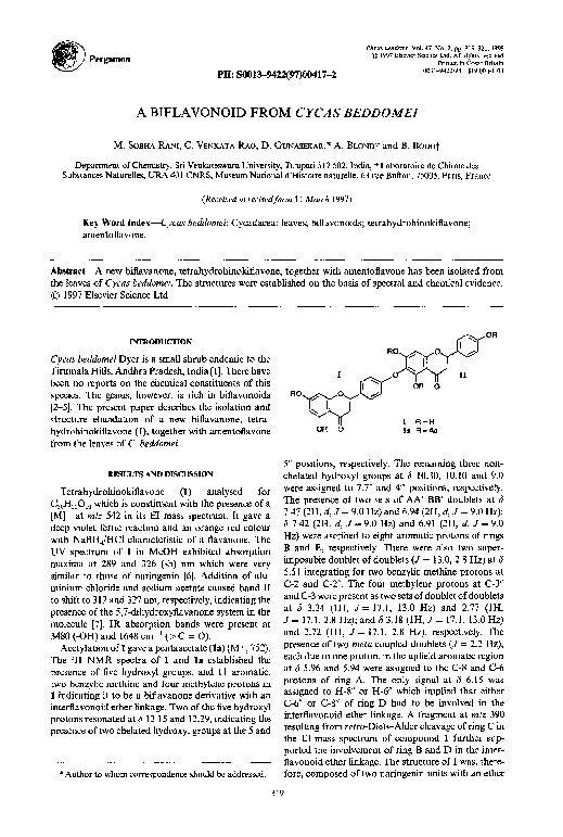 (PDF) A biflavonoid from Cycas beddomei