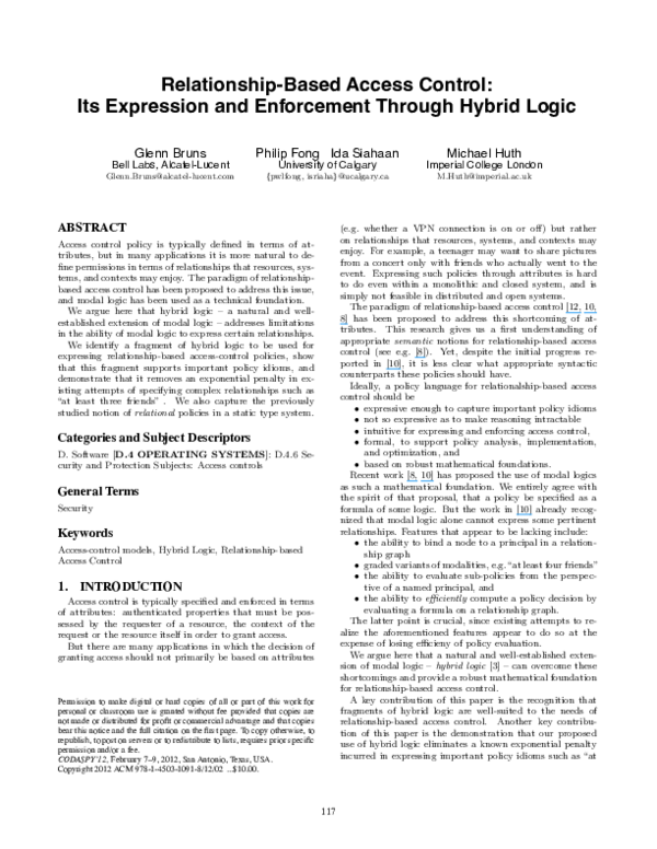 Pdf Relationship Based Access Control