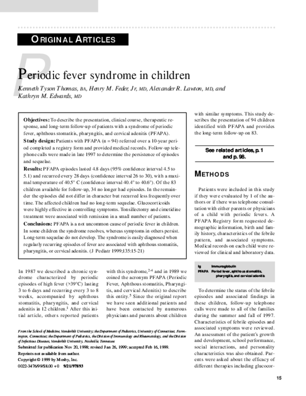 (PDF) Periodic fever syndrome in children
