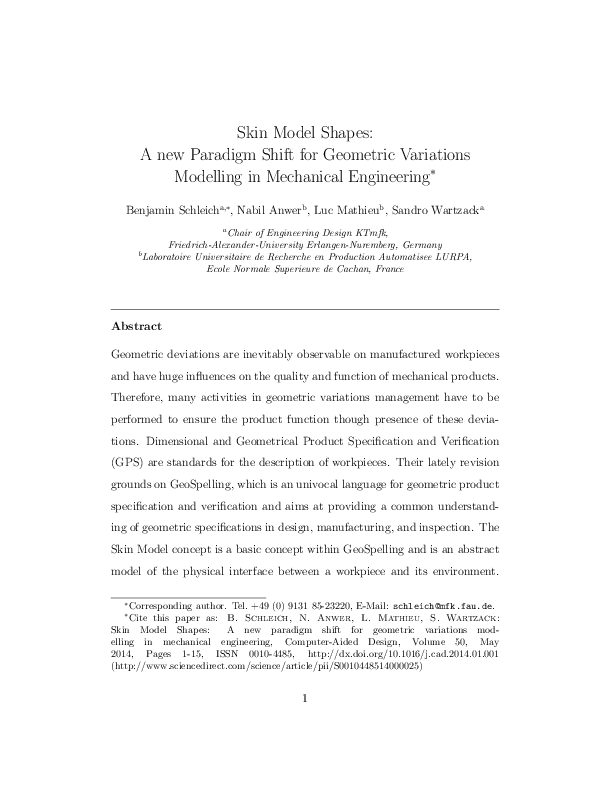 (PDF) Skin Model Shapes: A new paradigm shift for geometric variations ...