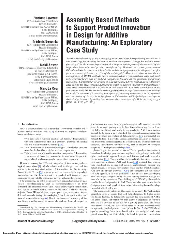 (PDF) Assembly-based methods to support product innovation in Design ...