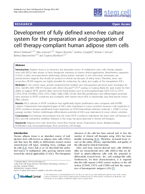 (PDF) Development of fully defined xeno-free culture system for the ...