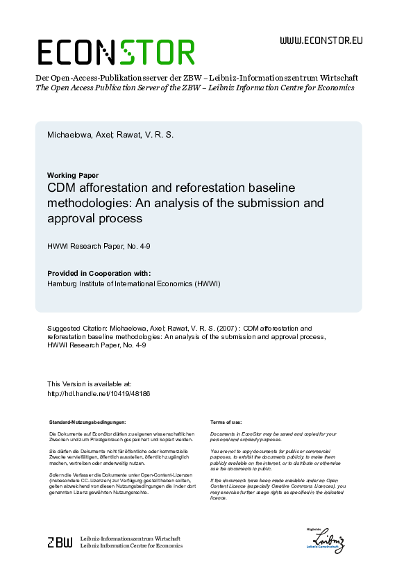 (PDF) CDM afforestation and reforestation baseline methodologies: An analysis of the submission ...