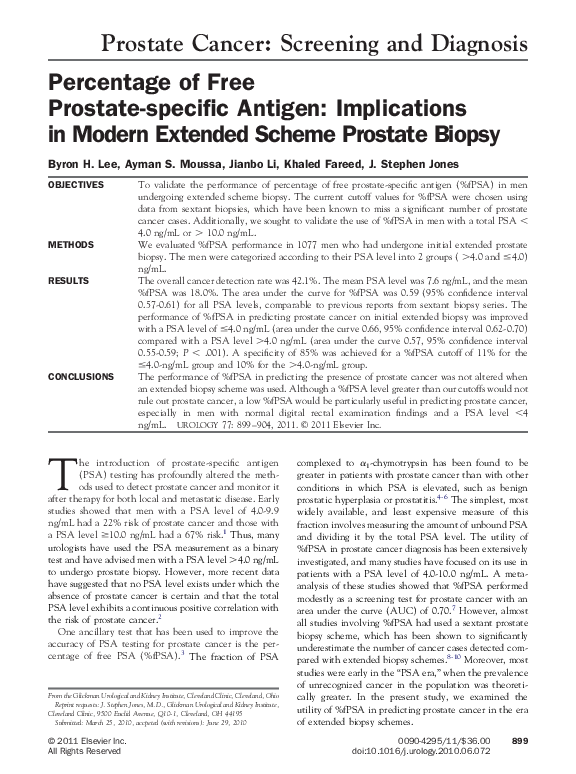 (PDF) Percentage of Free Prostate-specific Antigen: Implications in ...
