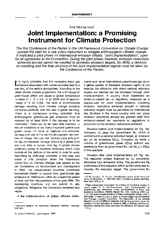 (PDF) Joint implementation: a promising instrument for climate protection
