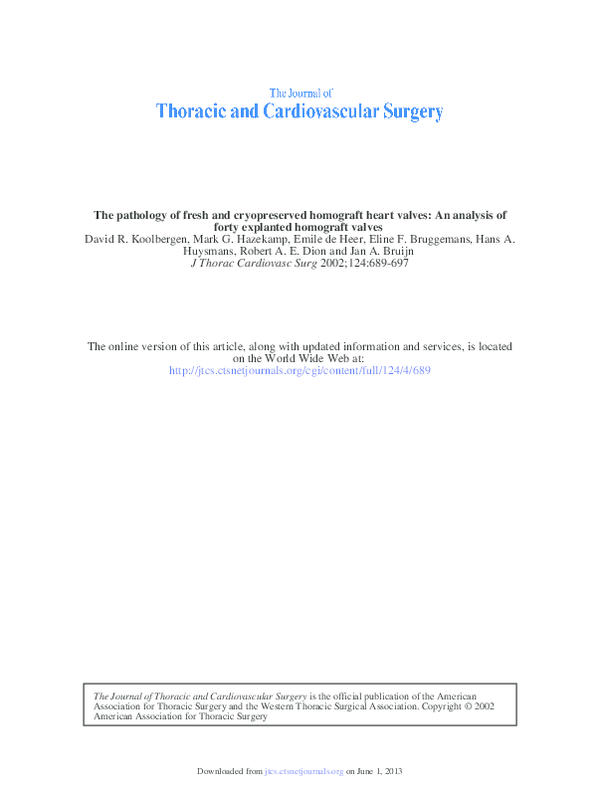(PDF) The pathology of fresh and cryopreserved homograft heart valves ...