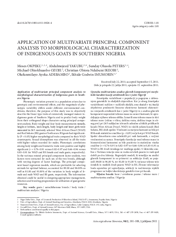 (PDF) Application of multivariate principal component analysis to morphological characterization ...