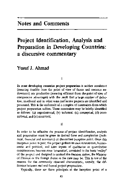 (PDF) Project Identification, Analysis and Preparation in Developing Countries: a discursive ...