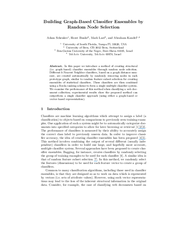 (PDF) Building graph-based classifier ensembles by random node selection (PDF) Building graph-based classifier ensembles by random node selection