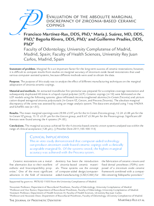 (PDF) Evaluation of the absolute marginal discrepancy of zirconia-based ...