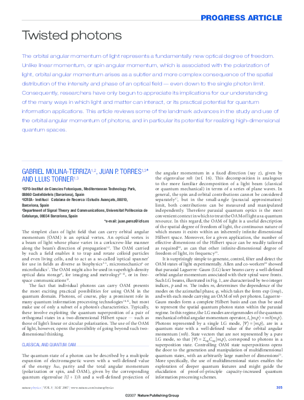 (PDF) Twisted photons
