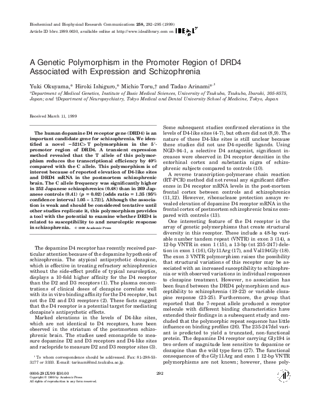 (PDF) A Genetic Polymorphism in the Promoter Region of DRD4 Associated ...