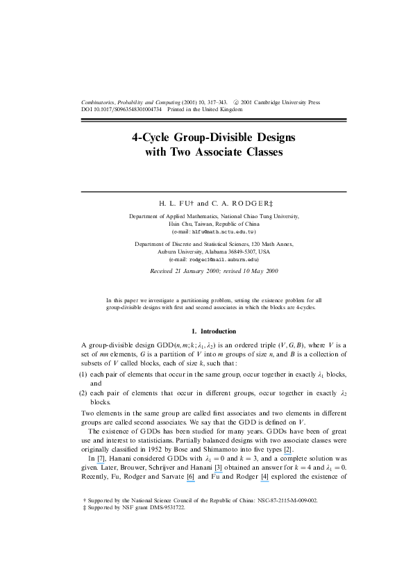 (PDF) 4-cycle group-divisible designs with two associate classes