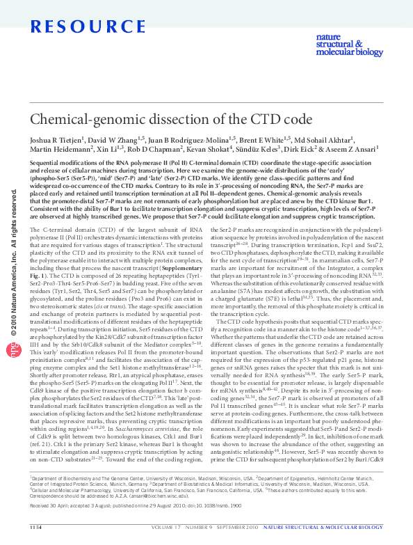 (PDF) Chemical-genomic dissection of the CTD code